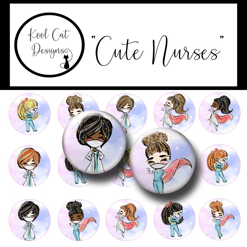 Cute Nurses Bottle Cap Images Nursing 1 Inch Circles for - Etsy