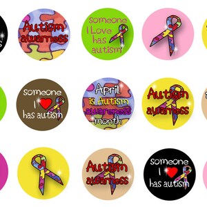 Autism Awareness Bottle Cap Images – Puzzle Piece Digital Collage Sheet ...