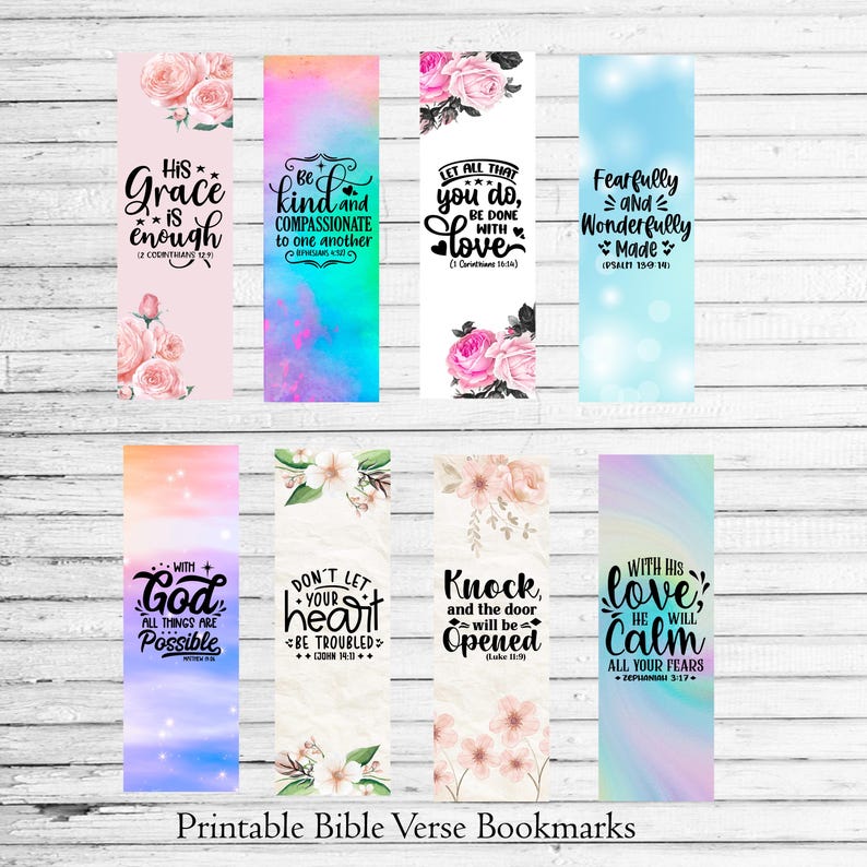 Bible Verse Bookmarks Printable – Scripture Bookmark Set – Christian ...