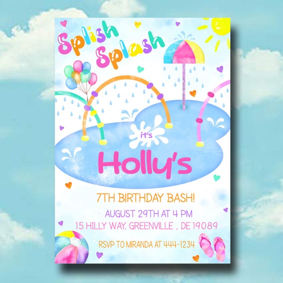 Splash Pad Birthday Party Invitation PRINTABLE Splash Pad - Etsy