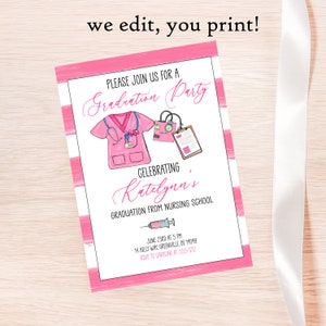 PRINTABLE Nursing Graduation Invitation Safety First Invitation Doctor ...