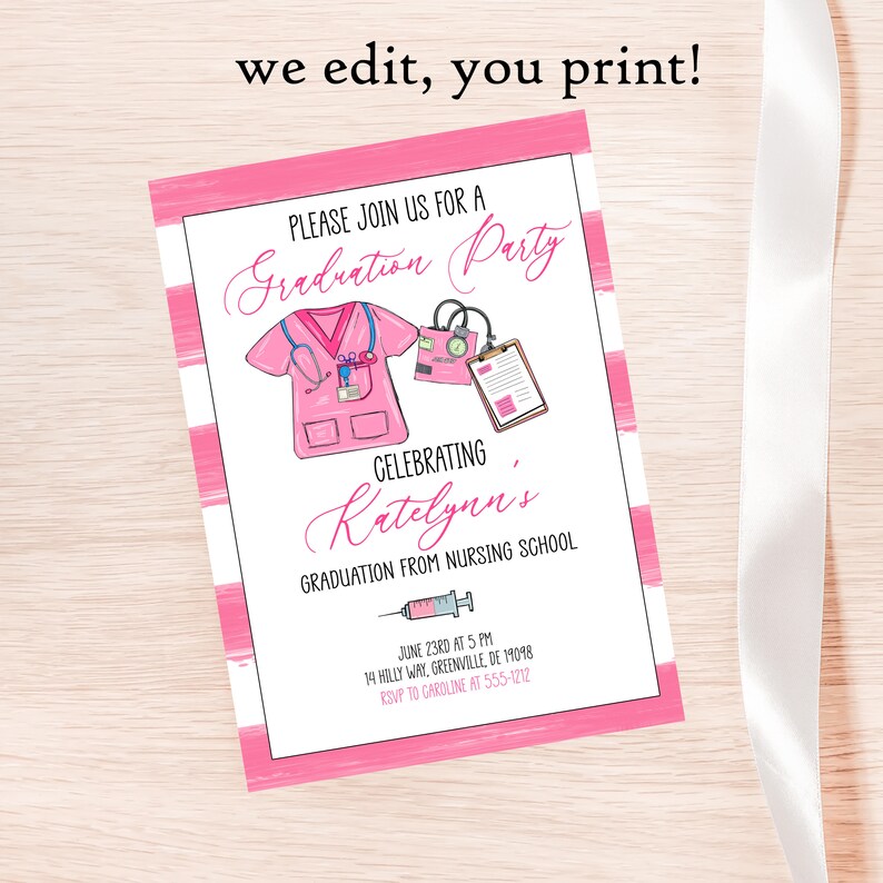 PRINTABLE Nursing Graduation Invitation Safety First - Etsy