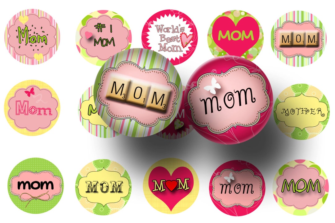 Mother’s Day Bottle Cap Images – Printable 1 Inch Circle Collage – Cute ...