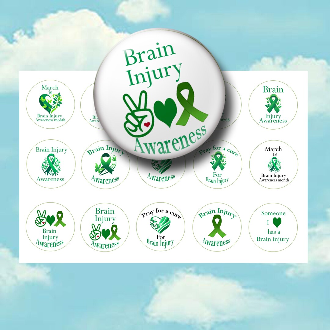 Brain Injury Awareness 1 Inch Circles - Brain Injury Bottle Cap Images ...