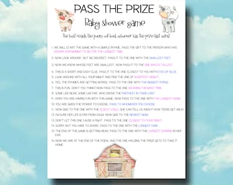 Pass the Prize Poem Game Printable Baby Shower Games - Etsy
