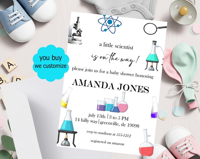 Editable Science Baby Shower Invitation Scientist Theme Baby Shower ...