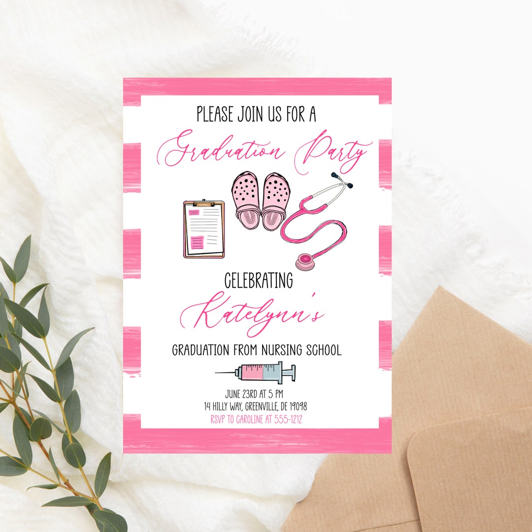 PRINTABLE Nursing Graduation Invitation - Safety First Invitation ...