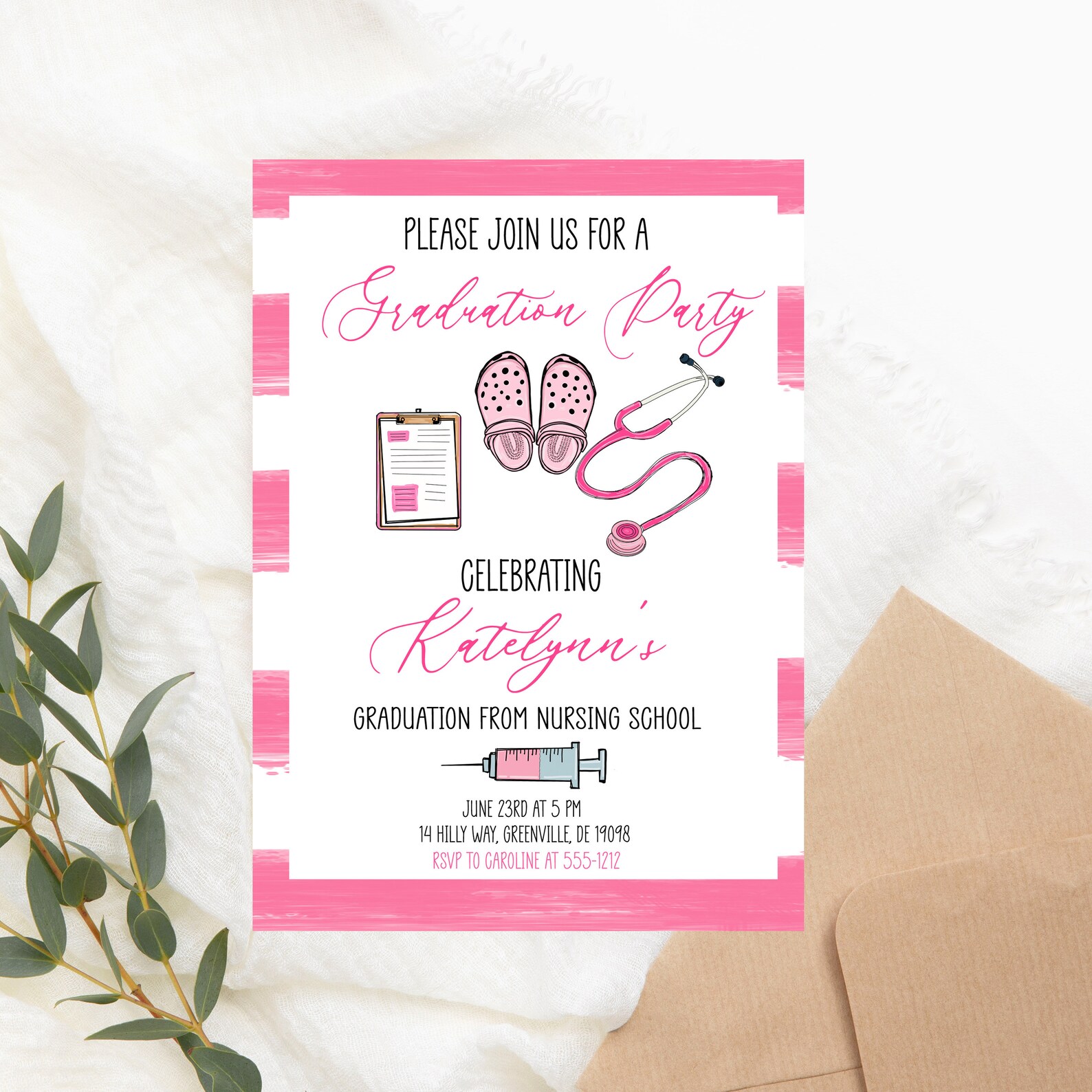 PRINTABLE Nursing Graduation Invitation Safety First Invitation Doctor ...