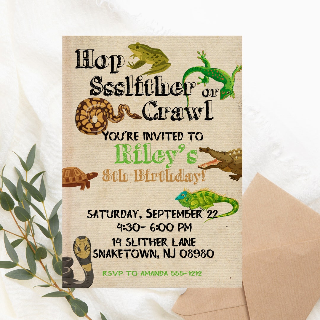 PRINTABLE Reptile Birthday Invitation - Animal Encounter Party - Boys ...