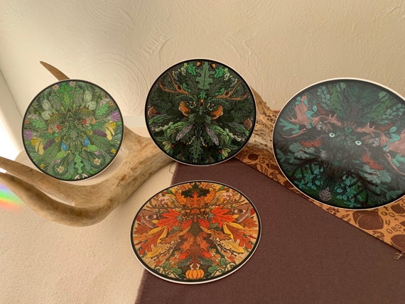 Green Man Sticker One for Each Season/4x4 Matte Coated | Etsy