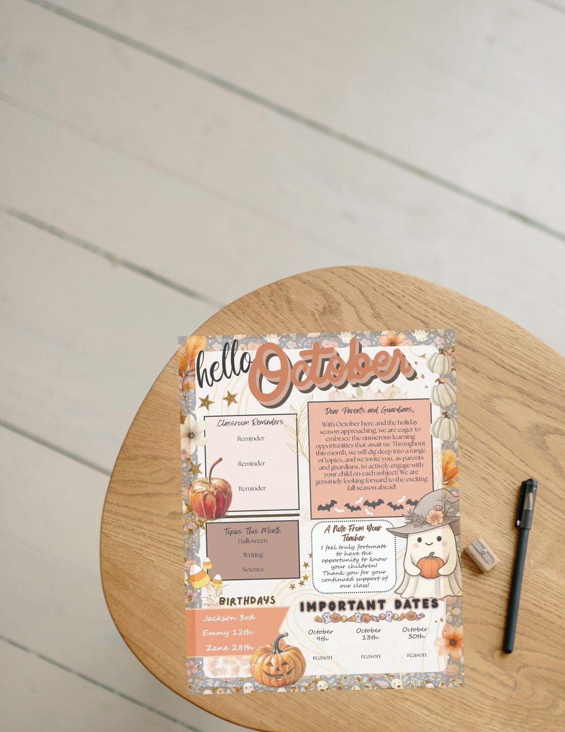 October Halloween Newsletter Template: Editable Canva Classroom ...