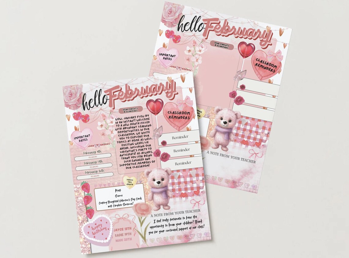 February Valentine's Day Theme Newsletter Template: Editable Canva ...