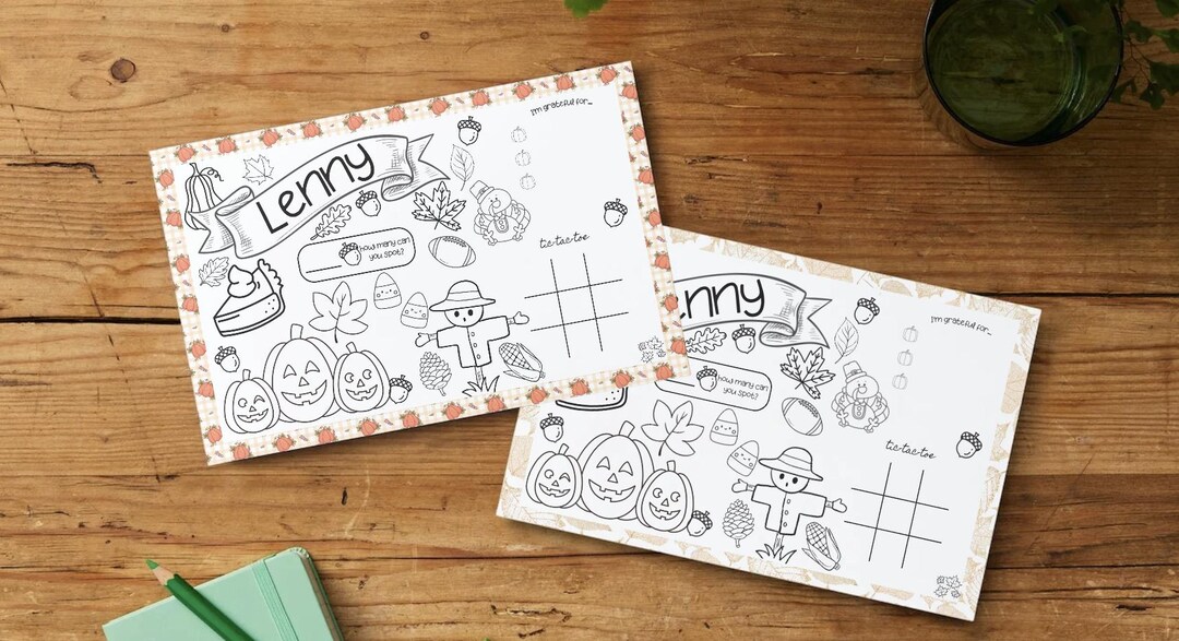Fall Placemat Table Actuvity for Kids. Canva Download (11x17") Fall ...
