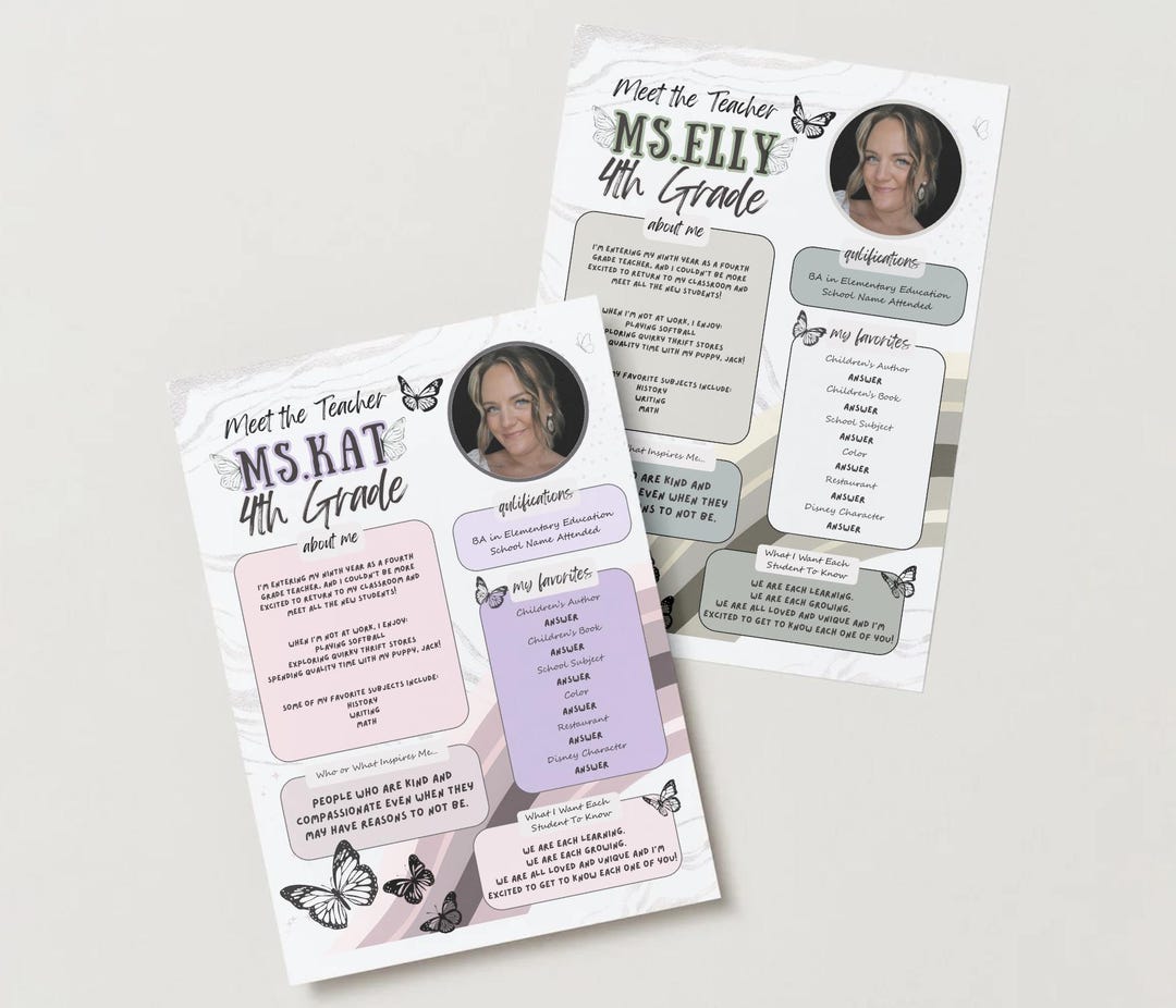 Meet the Teacher Template | Back to School | Butterfly Theme | Canva ...