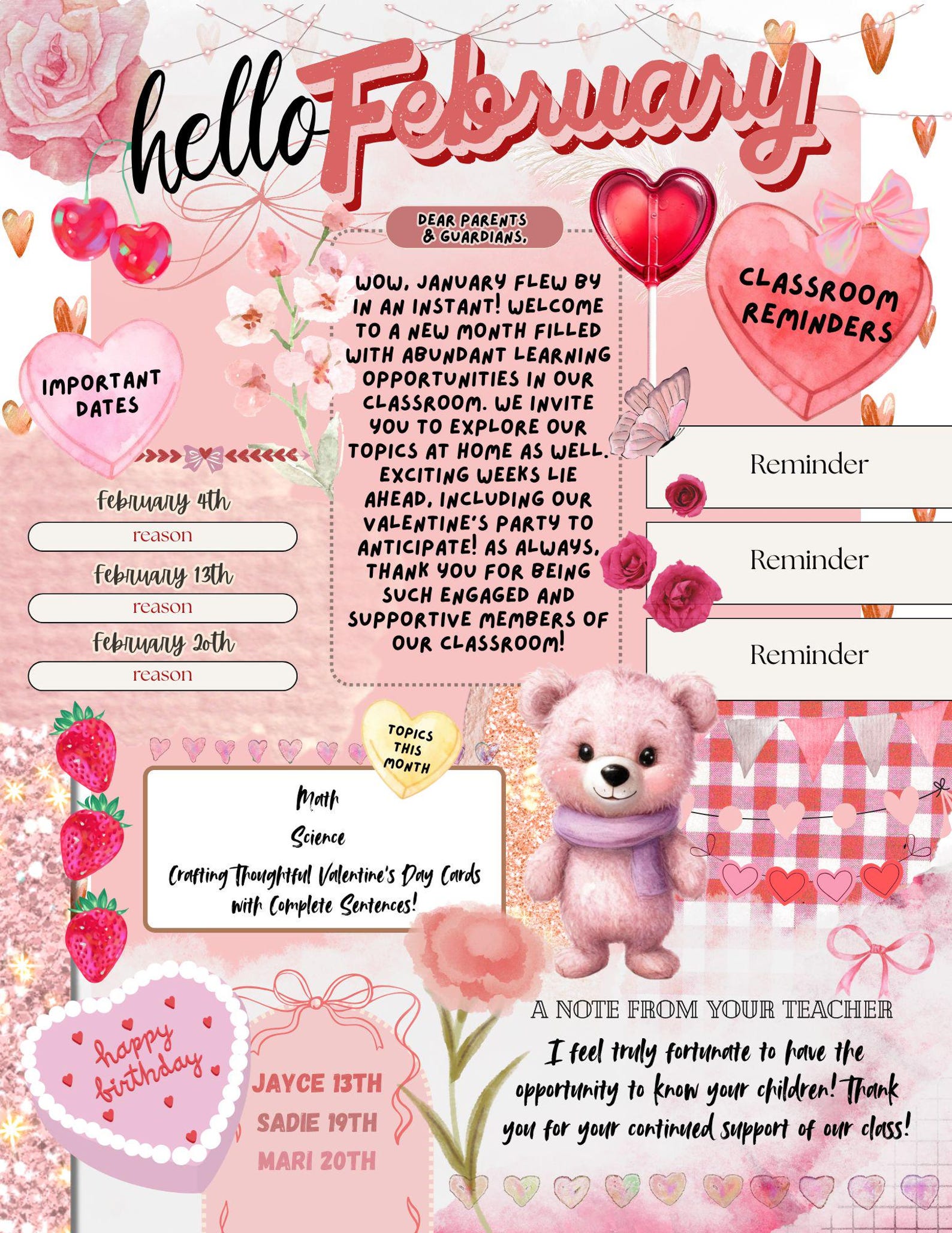 February Valentine's Day Theme Newsletter Template: Editable Canva ...