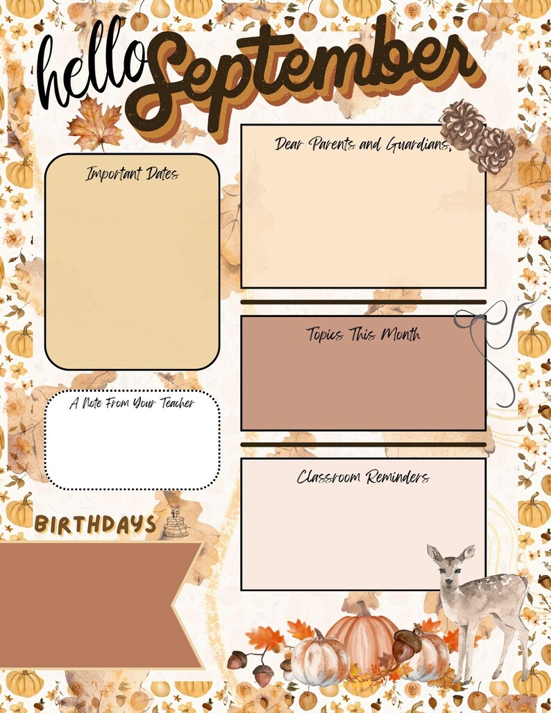 September Newsletter | Back to School Fall Newsletter | Teacher ...