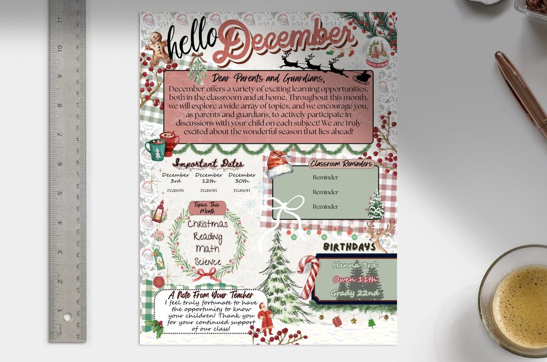 December Newsletter | Winter Newsletter | Teacher Template | Digital ...