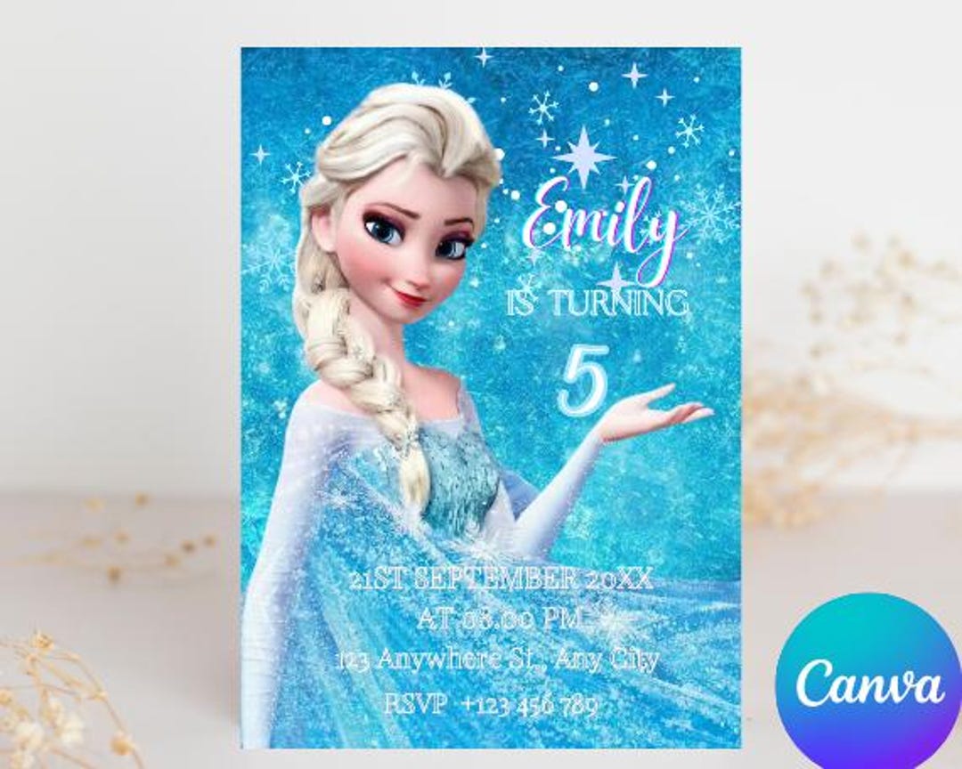 Elsa Frozen Birthday Invitation: Winter Snow Printable (canva Template ...