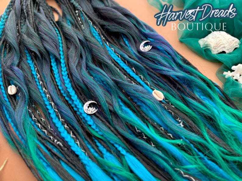 Emerald Forest Boho Dreads & Curls Mix — Gothic Wavy Hair Set - Etsy