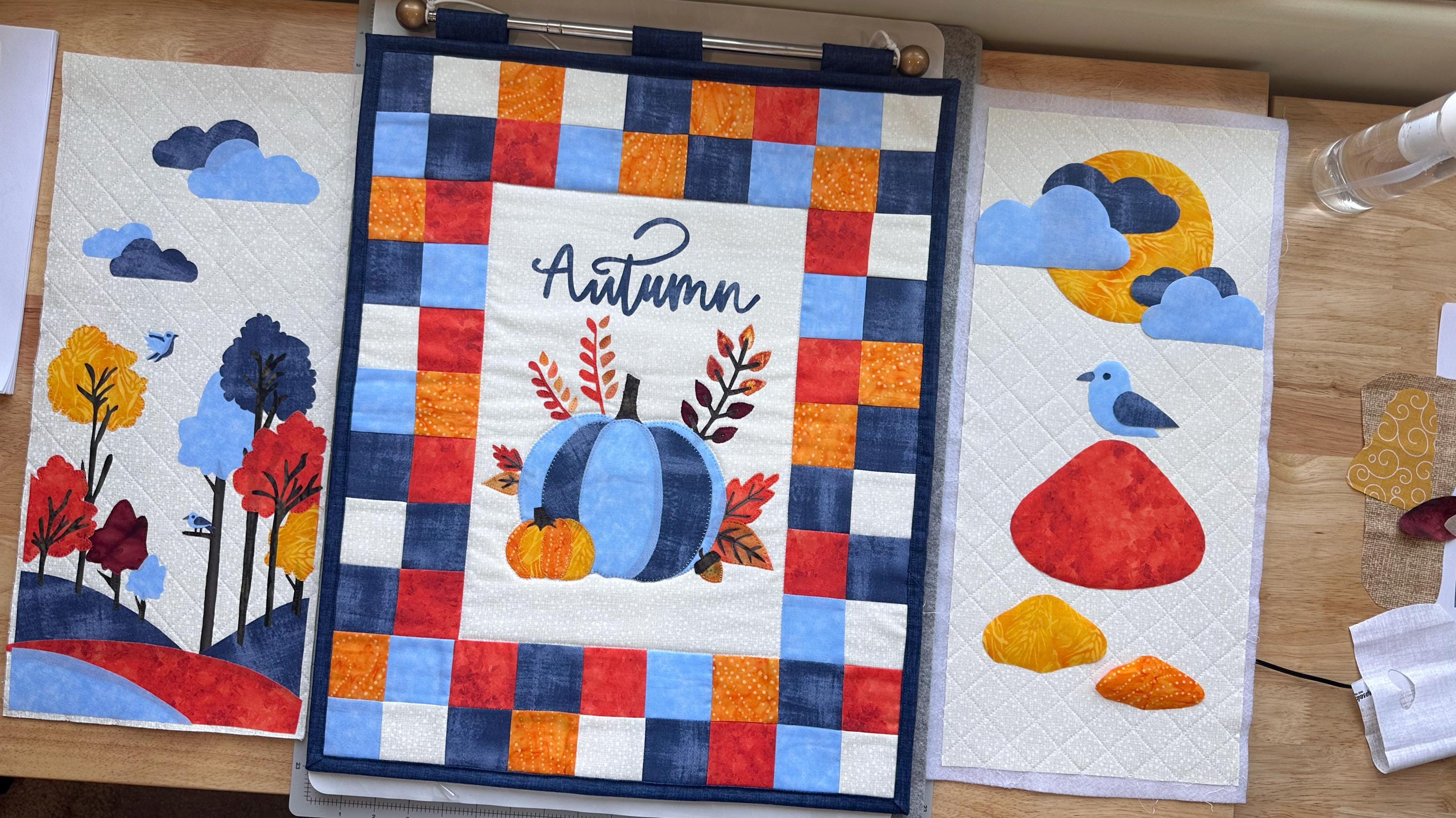 Pumpkin Appliqué Quilt Pattern PDF • Fall Quilt Wall Hanging • Autumn ...