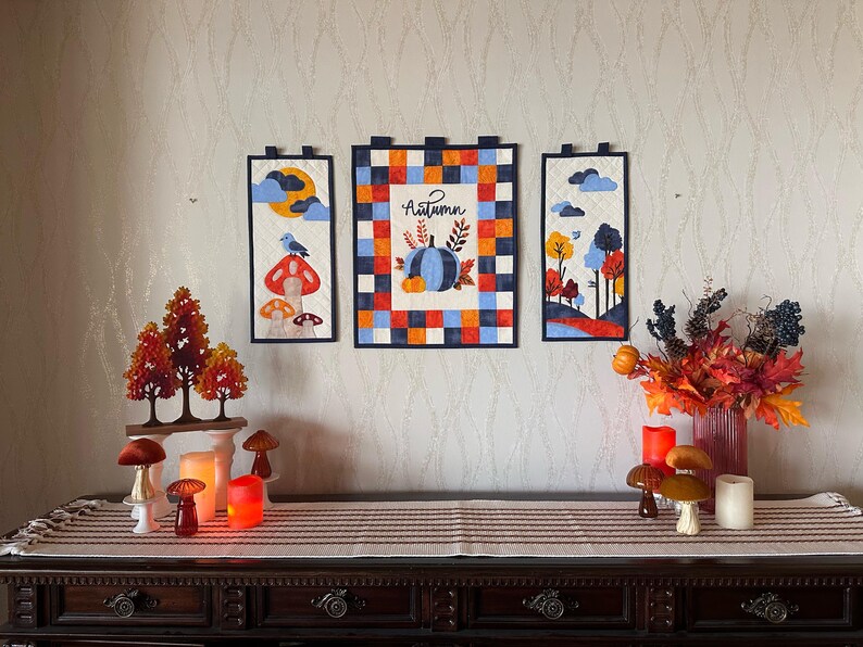 Pumpkin Appliqué Quilt Pattern PDF • Fall Quilt Wall Hanging • Autumn ...