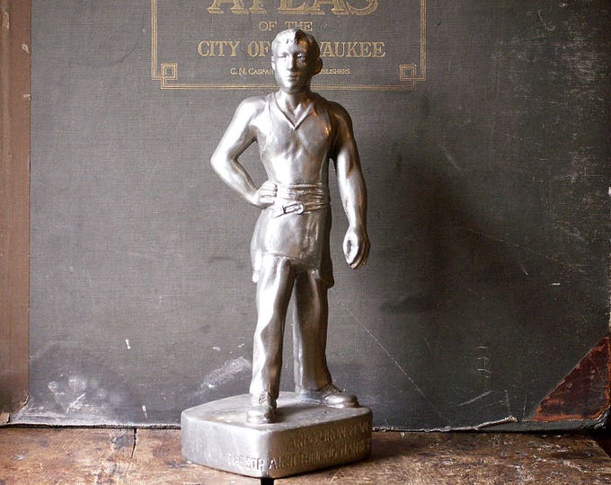 Vintage Armco Iron Man Cast Aluminum Safety Award Statue - Great Guy ...