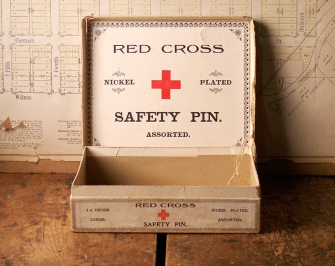 Vintage Red Cross Safety Pin Vending Display Box - Etsy