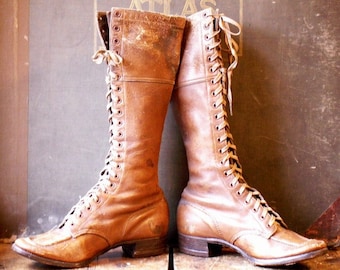 Brown Lace up Boots - Etsy