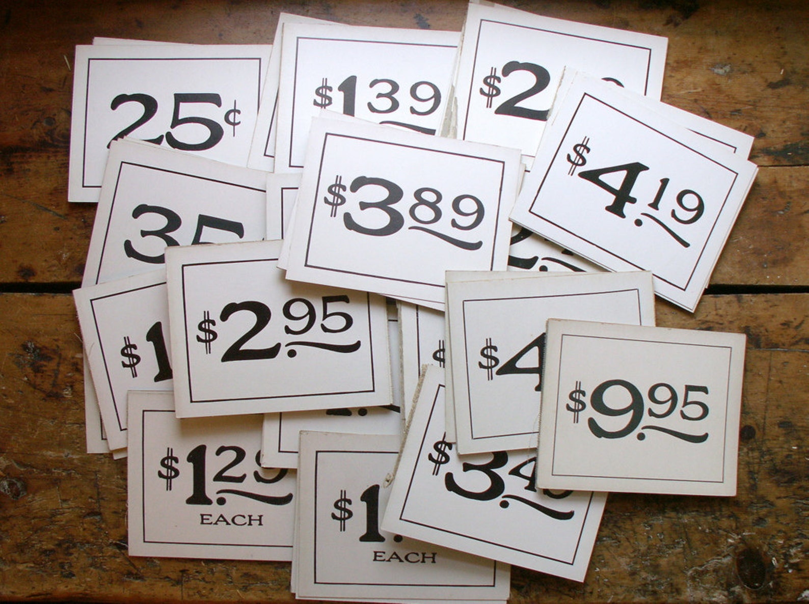 Vintage General Store Price Signs: Black & White Table Numbers - Etsy