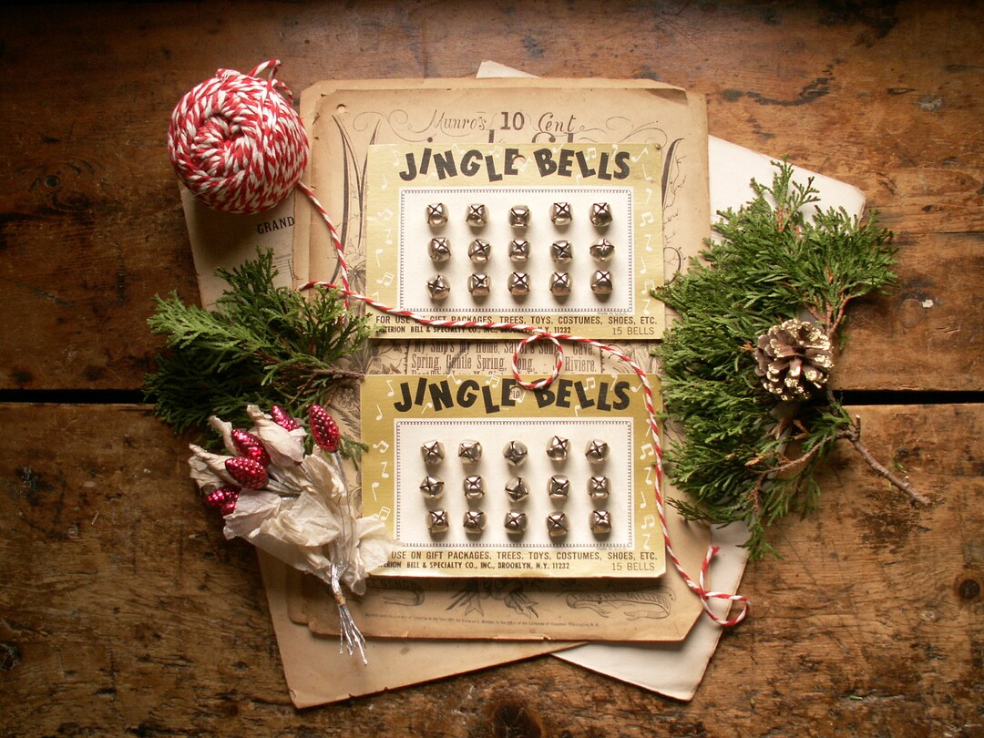 Vintage Jingle Bells on Original Card - Great Gift Wrapping Tag - Retro ...