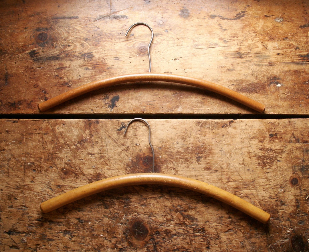 Pair of Vintage Wooden Clothes Hangers Country Style Laundry Room Decor ...