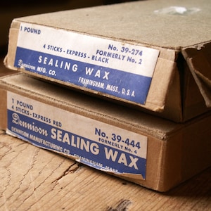 Vintage Box of Extra Large Dennison Seal Wax Sticks - Express Red and ...