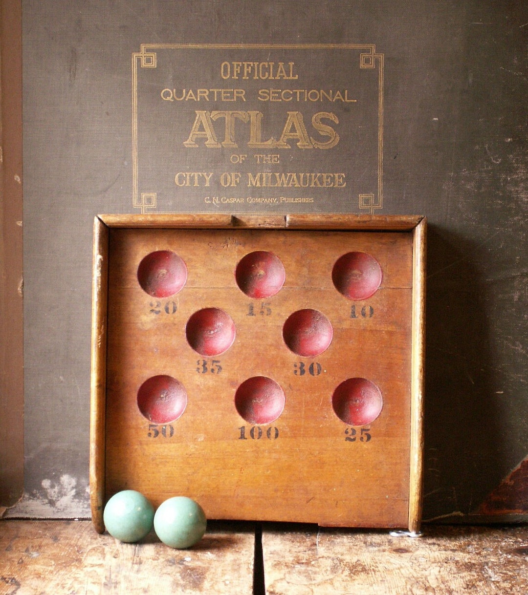 Vintage Wood Skeeball Game With Two Balls Great Game Room Decor - Etsy