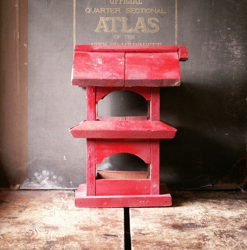Vintage Hand Made Red Double Decker Bird Feeder Spring - Etsy