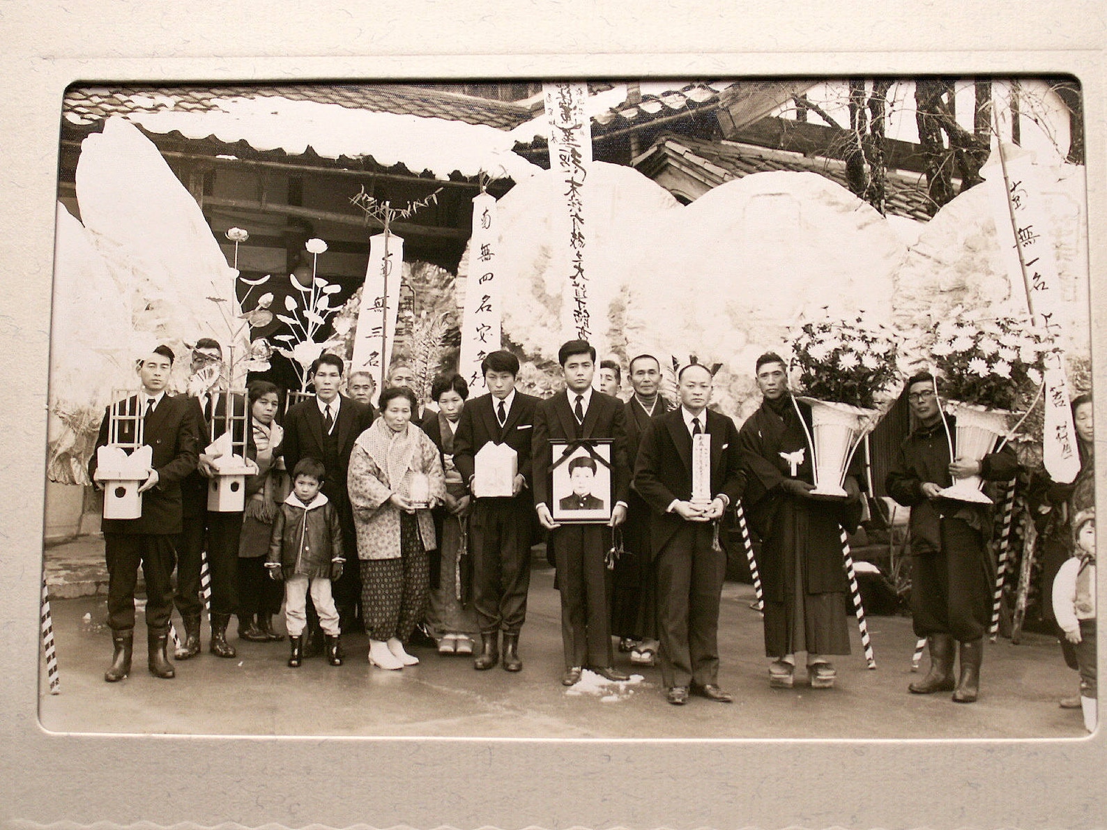 Vintage Japanese Funeral Photo at Temple With Monks and Prayer Flags - Etsy