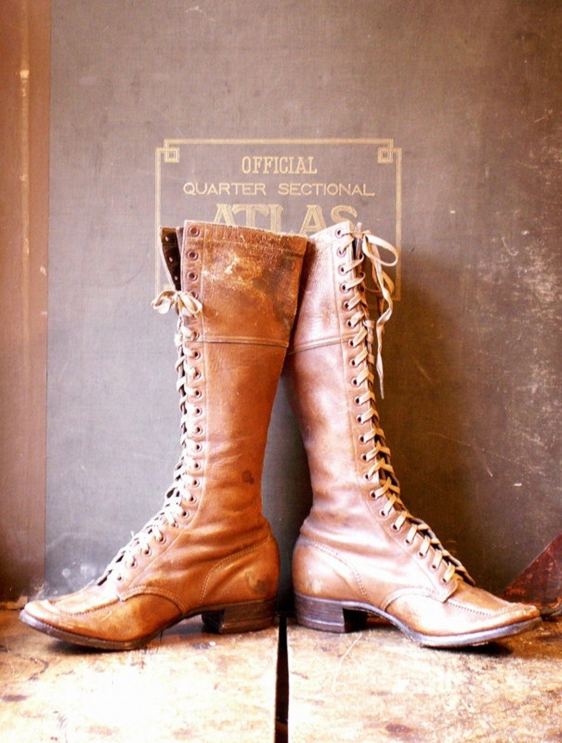 Vintage Brown Leather Lace up Ladies Riding Boots - Great Equestrian ...