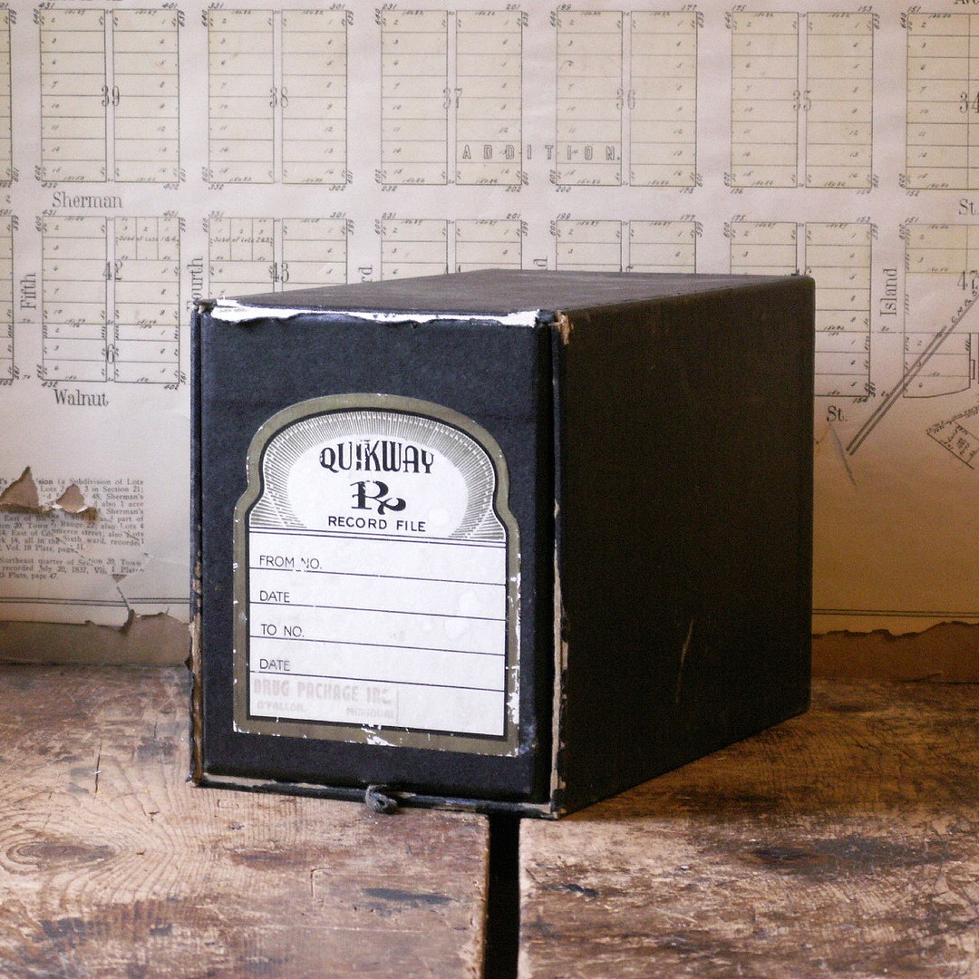Vintage Black Prescription File Box - Great Halloween Decor - Etsy