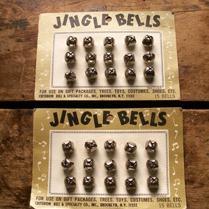 Vintage Jingle Bells on Original Card - Great Gift Wrapping Tag - Retro ...