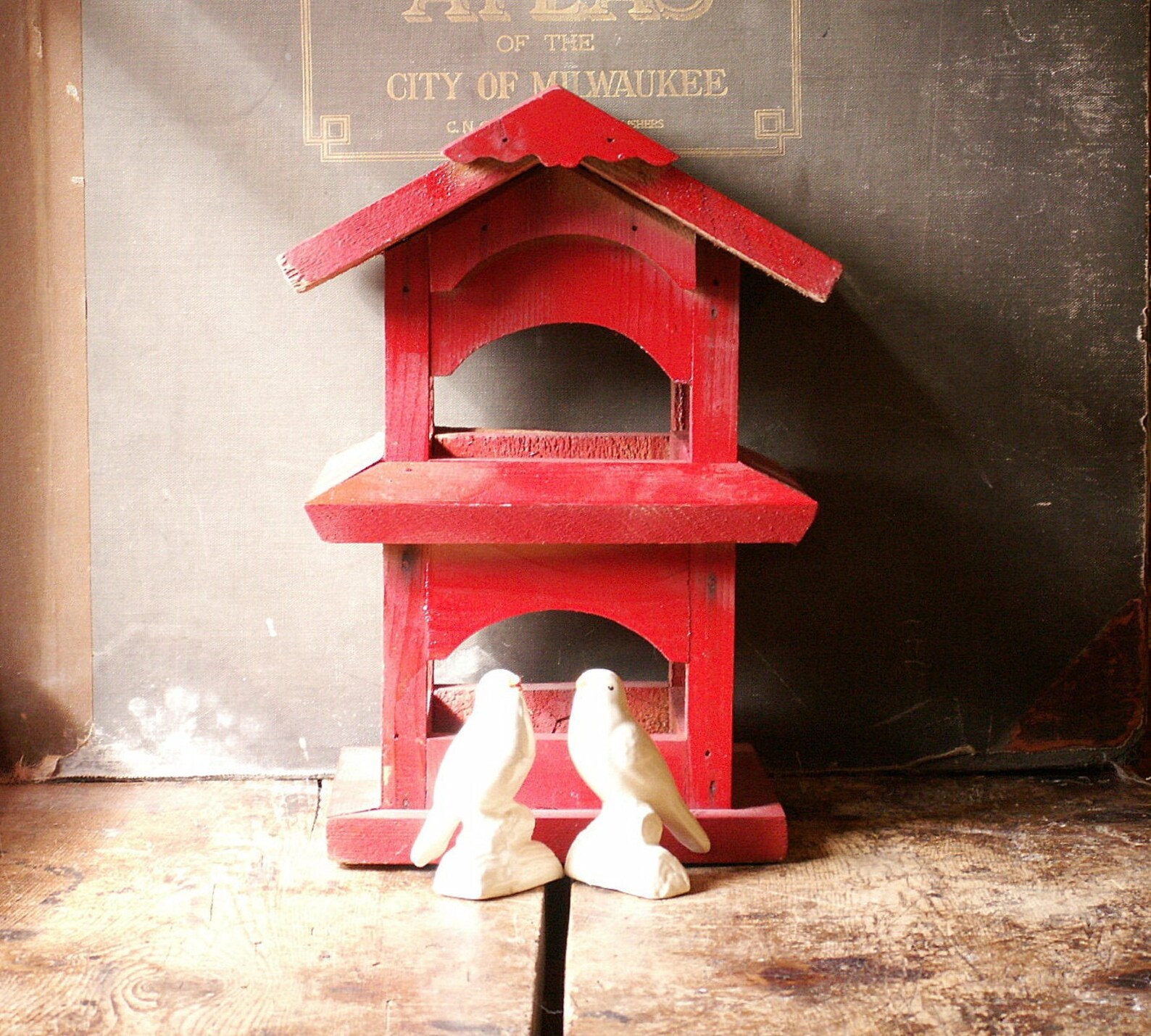 Vintage Hand Made Red Double Decker Bird Feeder Spring - Etsy