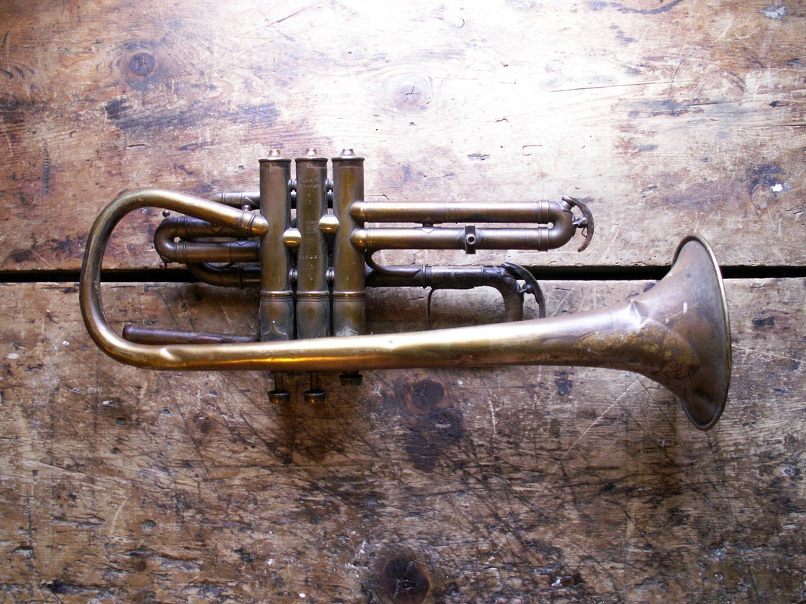 Antique C. G. Conn Brass Cornet Great Wedding Decor - Etsy