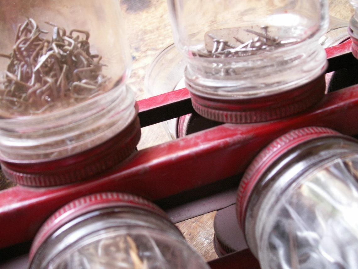 Vintage Handmade Spinning Hardware Caddy Red Bracket With | Etsy