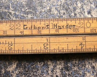 Rare Vintage Stanley No. 32 Boxwood and Brass-edged Folding Ruler With ...