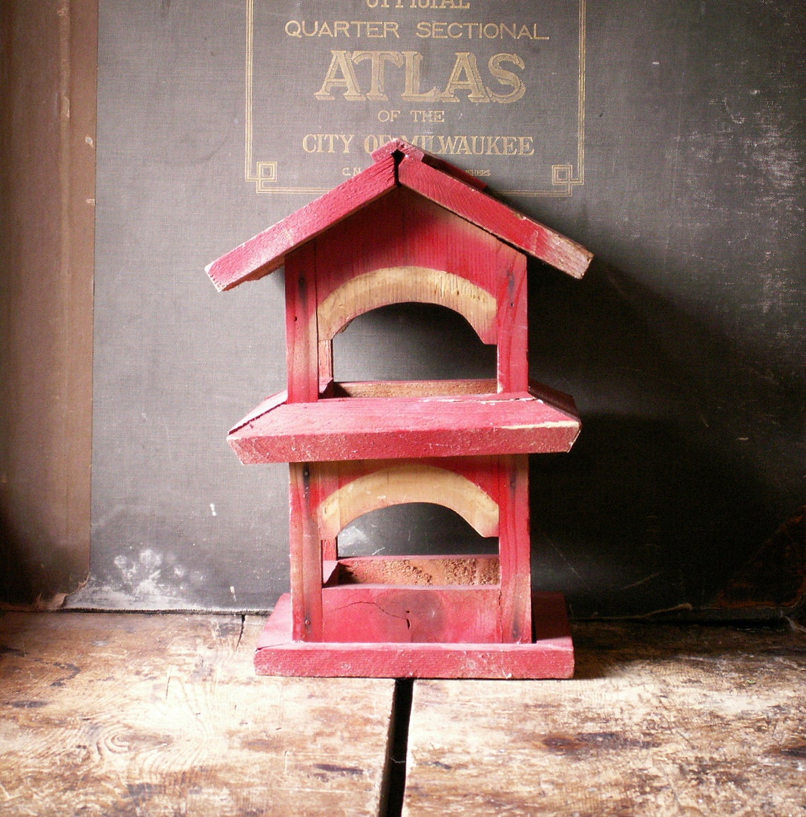 Vintage Hand Made Red Double Decker Bird Feeder Spring - Etsy
