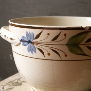 Antique Pearlware Bowl With Blue, Green and Brown Handpainted Floral ...
