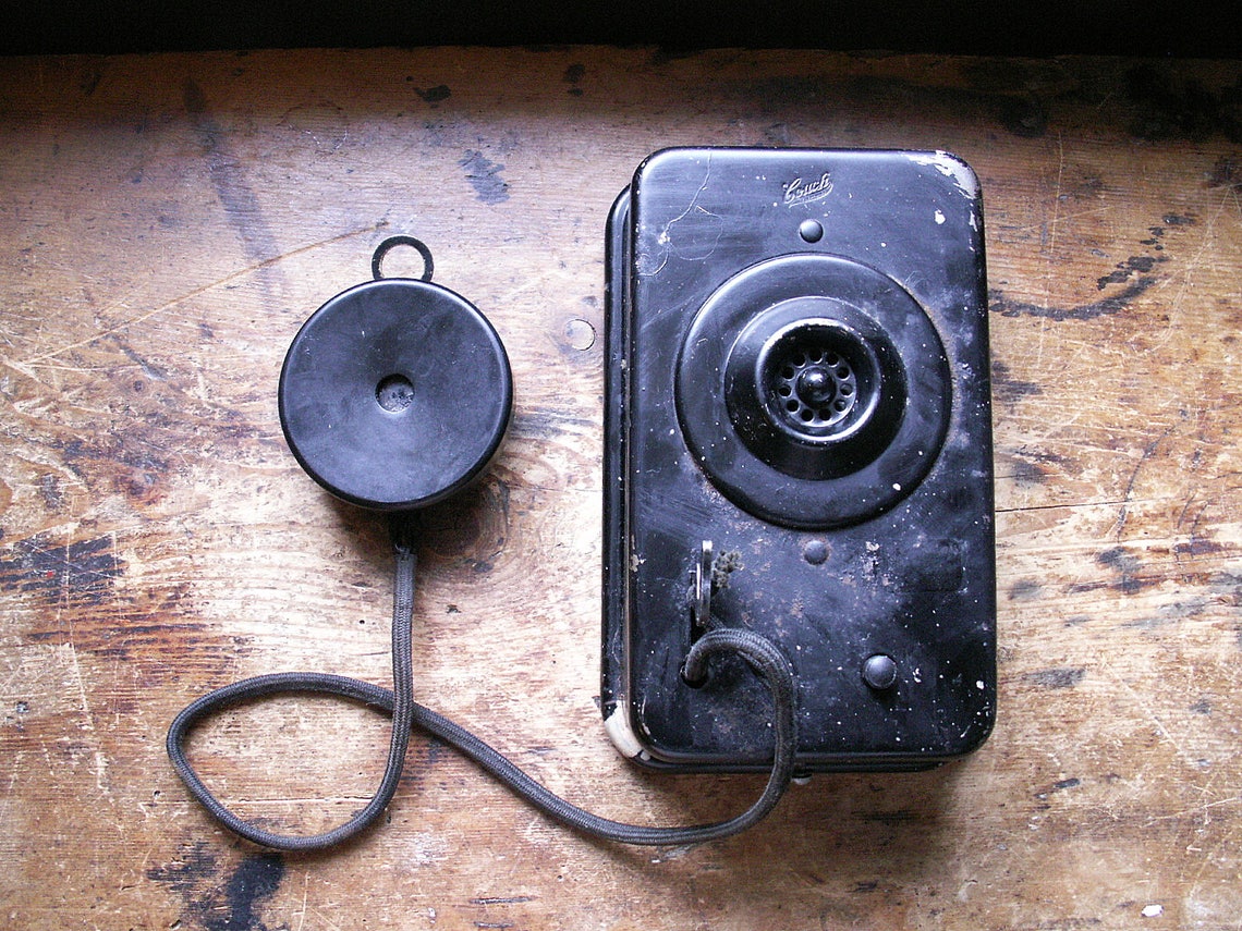 Vintage Couch Intercom Telephone - Black Wall Mount Phone With Separate ...