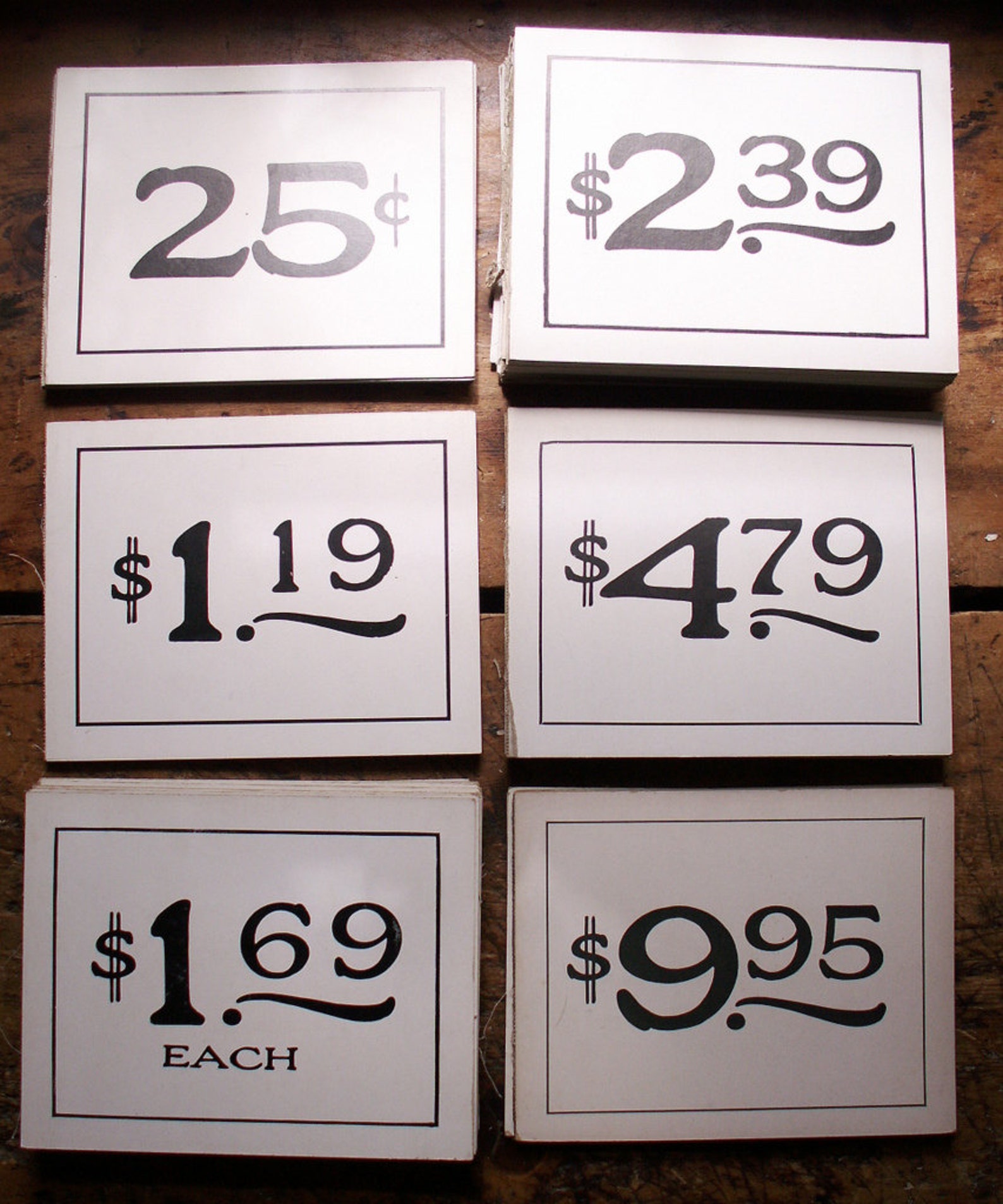 Vintage General Store Price Signs: Black & White Table Numbers - Etsy