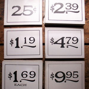 Vintage General Store Price Signs - Black and White Graphics - Great ...
