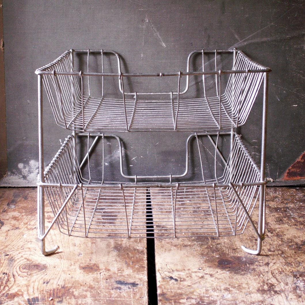Vintage Stacked Wire File Sorter Bins - In/out Baskets - Great ...