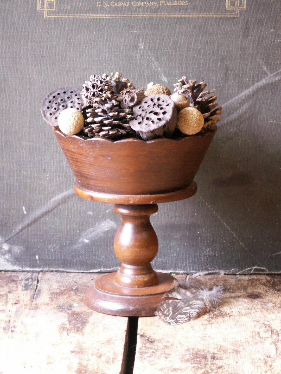 Vintage Small Dark Wood Compote - Elevated Home Decor - Etsy