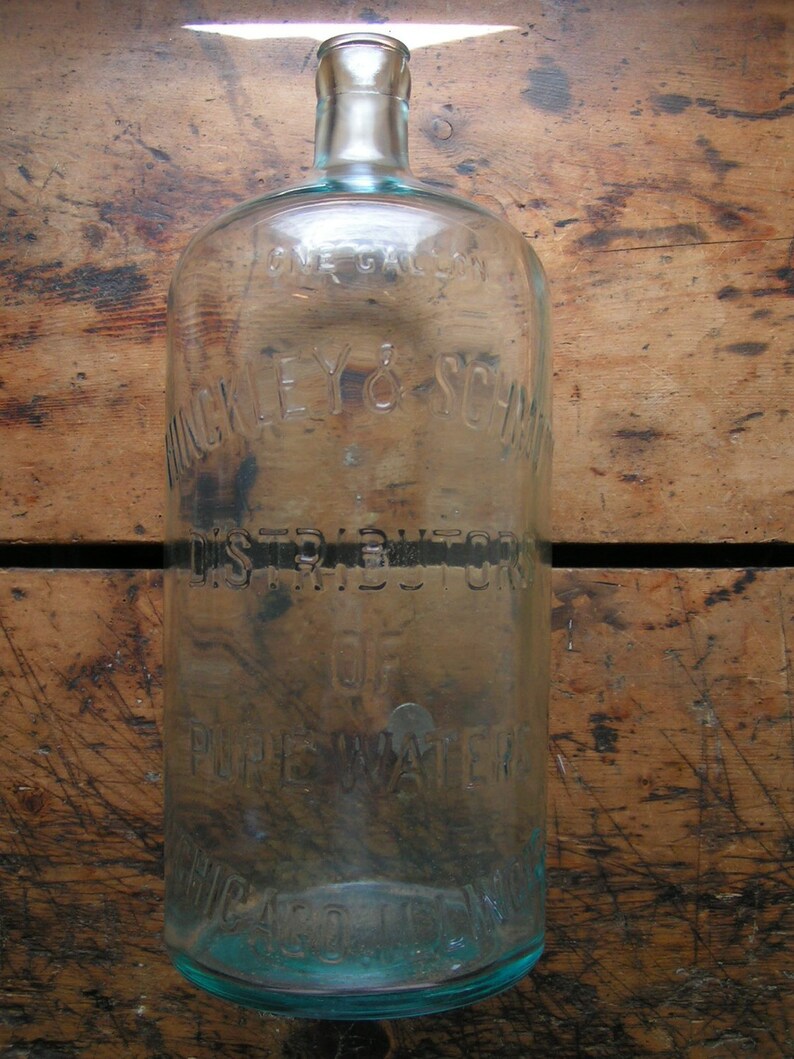 Large Vintage Glass Hinckley And Schmitt Water Bottle Etsy